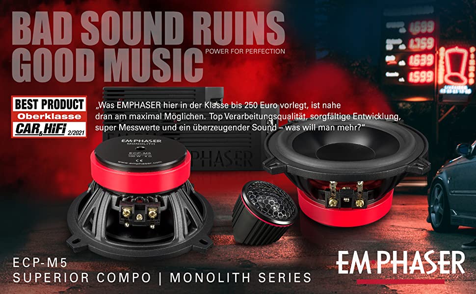 EMPHASER Monolith ECP-M5 2-Way Compo 13 cm / 5,25" Komponenten-System 100 Watt RMS